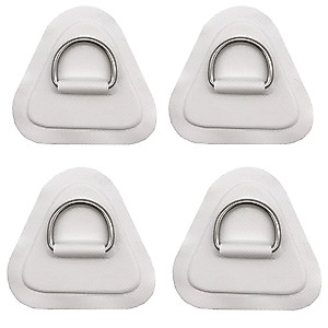 4 Pieces Pad/Patch D Rings for PVC Inflatable Boat Canoe Raft Stainless Steel D-Ring Dinghy Kayak Surfboard Paddle Board (White)