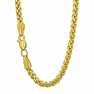 14K Yellow Gold 2.7mm Shiny Diamond-Cut Classic Semi-Solid Franco Chain Necklace for Pendants and Charms with Lobster-Claw Clasp (7.5", 18", 20" or 24 inch)