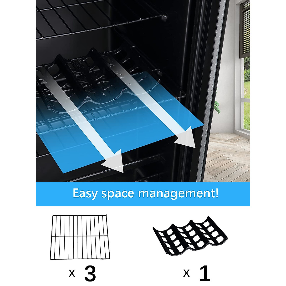 KRIB BLING Beverage Refrigerator and Cooler, 120 Cans Mini Refrigerator for Soda, Water, Beer, Wine, Small Drink Dispenser Machine for Home, Dorm, Office with Adjustable Wire Shelving
