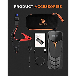 SUNPOW Lithium Jump Starter Battery Pack 2000A Peak 20000mAh (Up to All Gas and 8.5L Diesel),12V Battery Booster for Cars, Trucks, SUV, Portable Power Pack with LCD Screen & LED Light