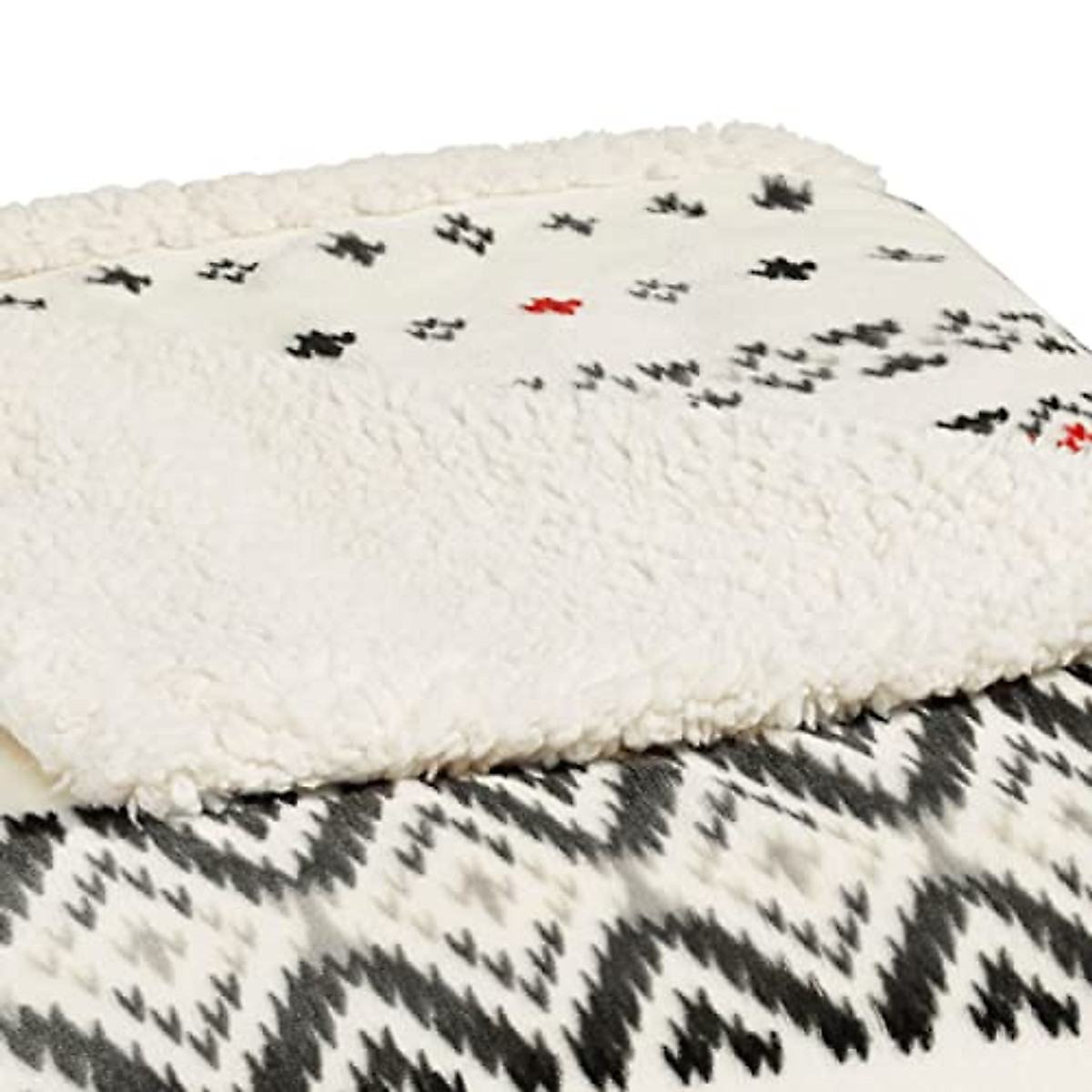 Eddie Bauer - Queen Blanket, Reversible Sherpa Fleece Bedding, Soft & Cozy Home Decor (Mountain Village Red, Queen)