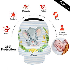 Giraffe Baby Car Seat Cover Personalized Name Multi Use Nursing Covers for Breastfeeding Scarf and Carseat Stroller Canopy Customized Shower Gift for Newborn Girls Boys