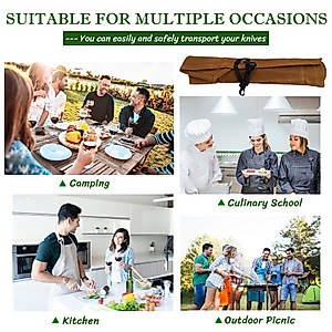 BLIRITEL Knife Roll, Waxed Canvas Chef Knife Roll Bag, 8 Knife Slots for Cutlery Knives, Portable Knife Bag Knives Pouch Holder protectors with 8 PCS Knife Sheath for Kitchen Travel Camping