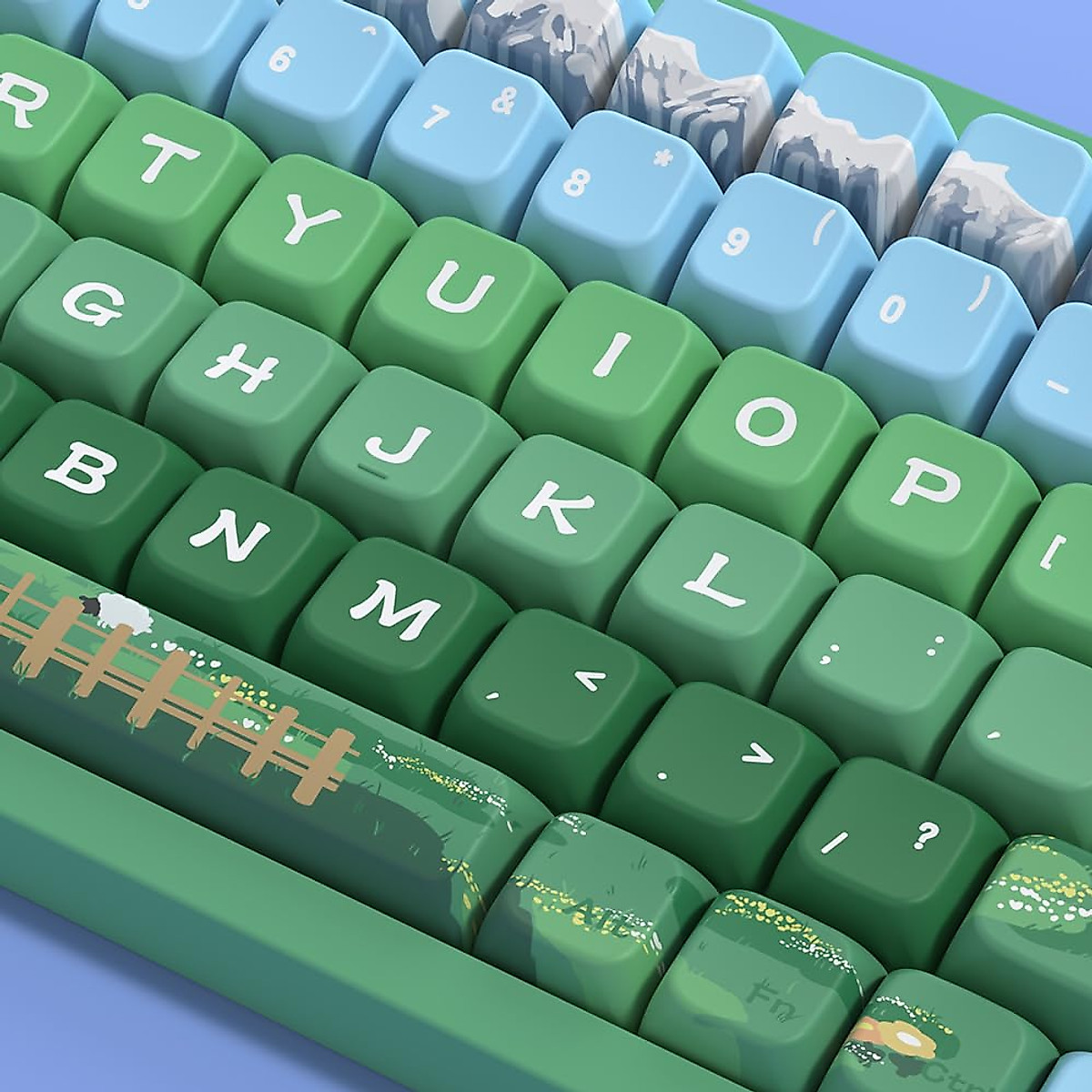 daixiahu Snow Mountain Ranc Theme keycaps 158 Key PBT keycaps MDA Custom keycap Set is Suitable for 61/87/104/108 Cherry MX Switch and Other Mechanical Keyboards (Snow Mountain Ranch)