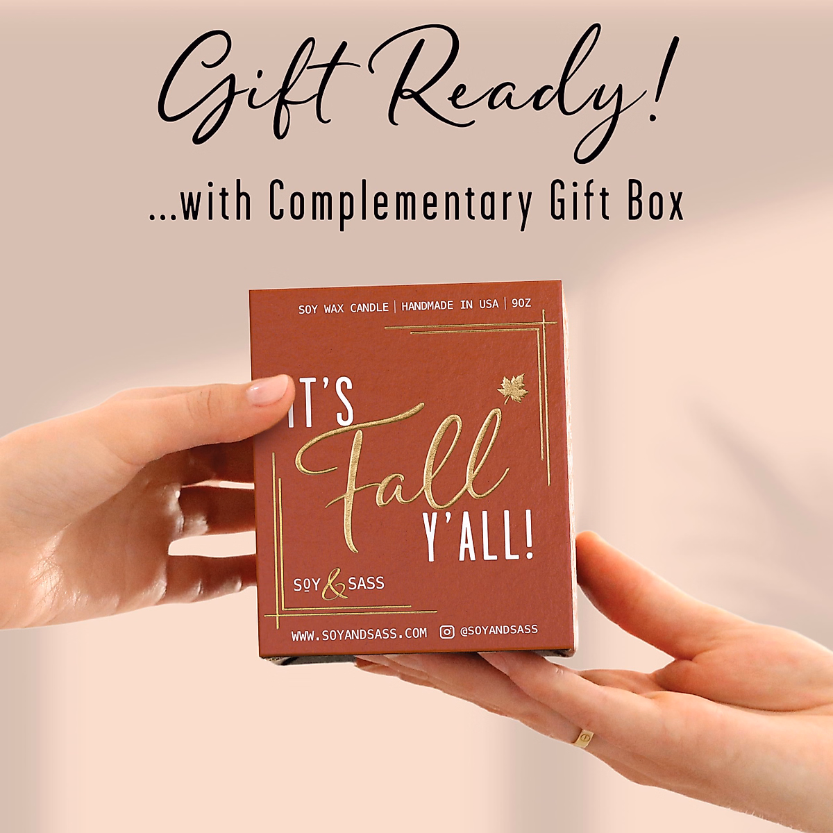 Cinnamon Candle, Fall Candles, Christmas Candles - 'Cinnamon Rolls' Autumn Scented Soy Candles for Home, 9oz Reusable Jar, 50Hr Burn, Made in USA