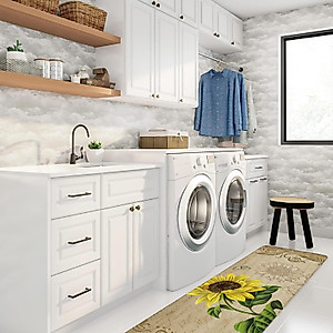 LooPoP Kitchen Rugs and Mats Non Skid Washable Sets Sunflower Anti Fatigue 2 Piece Set Non Skid Waterproof Standing Rugs Spring Flowers Farmhouse