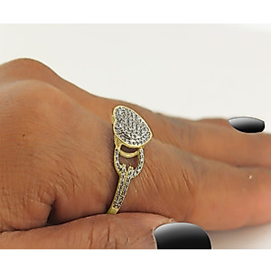 Pretty Jewels 10k Yellow Gold 1/3 cttw Round Cut Natural White Diamond Ladies Heart Cluster Engagement Promise Ring for Women Wedding Birthday (Diamond Color: H-I, Clarity: I1-I2, 0.33cttwRing Size-5