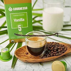 Gourmesso 100ct Flavored Espresso Pods Compatible with Nespresso Original Machines | Caramel Vanilla Chocolate Hazelnut Coconut Coffee Capsules | Intensity 5 | Proudly Fairtrade