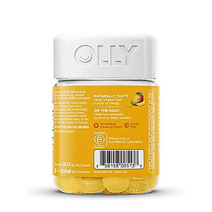 OLLY Probiotic Gummy, Immune and Digestive Support, 1 Billion CFUs, Chewable Probiotic Supplement, Mango, 25 Day Supply - 50 Count