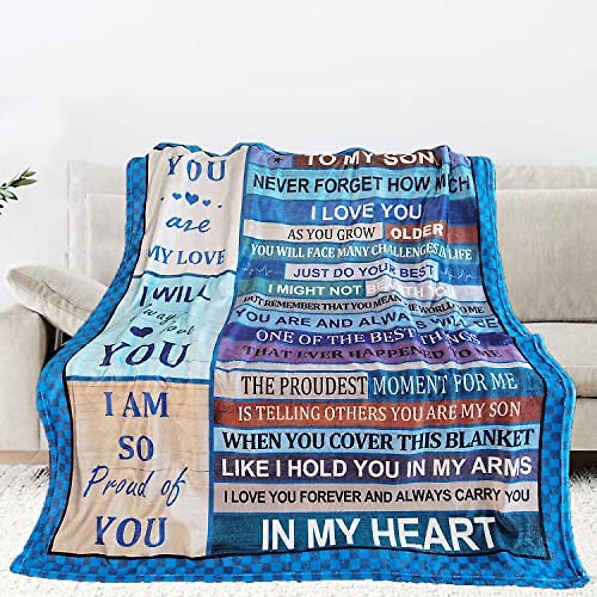Son Gifts from Mom - Son Gifts Blanket 50" X 60" - Birthday Gifts for Son - to My Son Blanket from Mom - Son Graduation Gifts Ultra-Soft Warm Flannel Throw Blanket for Bed Sofa