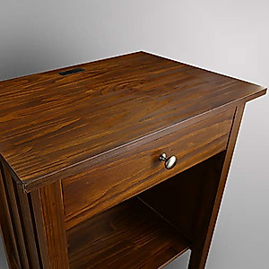 Casual Home Vanderbilt Nightstand with USB Ports-Warm Brown, 24"L x 17"W x 27"H