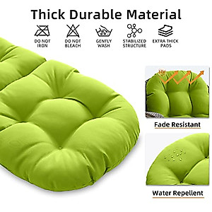 FILUXE Chair Pads, Seat/Back Patio Cushions - Waterproof Solid Tufted Pillow, Indoor/Outdoor Pads with Ties, Fade-Resistant & Seasonal All Weather Replacement (Green, 1)