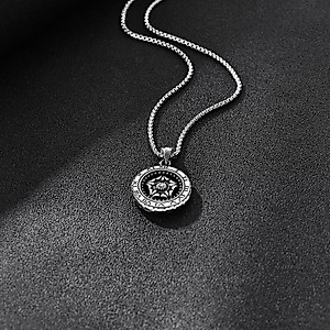 SILBAZ Wheel Tire Necklace Tire Pentagram Pendant Necklace Simple Arabic Digital Pendant Necklace Automotive Style Jewelry Gift for Car Enthusiasts