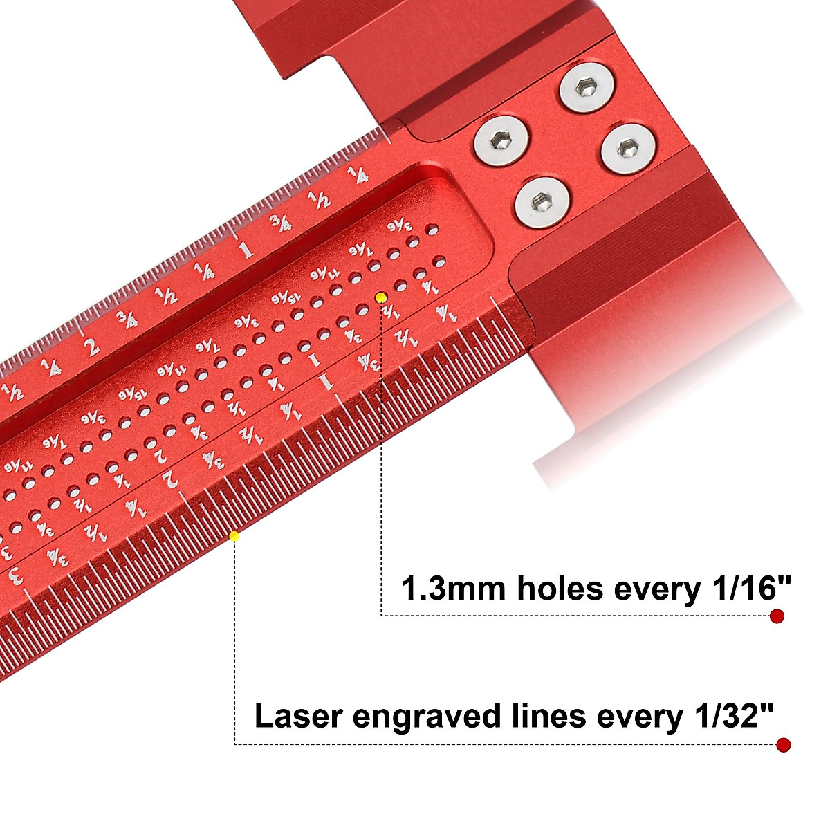 AKNgoes Woodworking Scriber T-Square Ruler 12in with Thoughtful Support Lips, Architect Ruler for Carpenter Work, Layout and Measuring Tools…