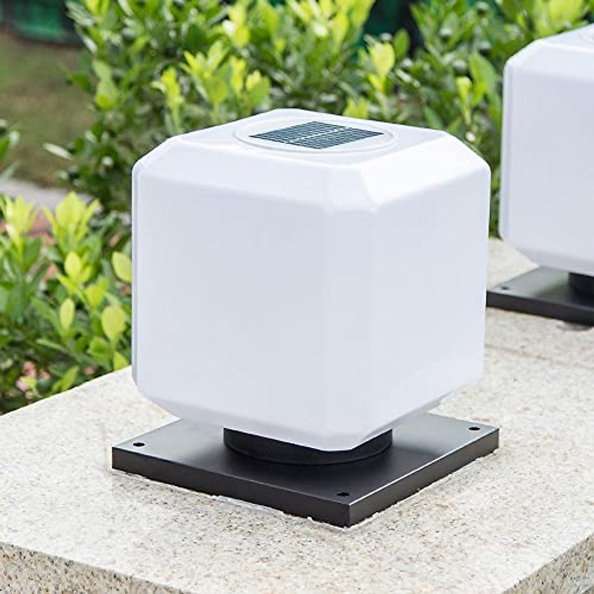 CZLZY Modern Simple Square LED Pillar Lamp Solar Post Light Outdoor Waterproof Column Light Acrylic Lampshade Garden Fence Pedestal Light Villa Gate Landscape Light