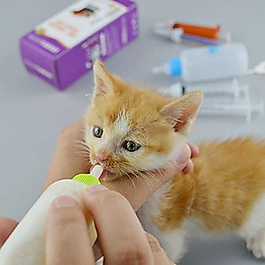Newborn Kitten Puppy Feeding Bottles for Nursing, Pet Nurseing Feeding Bottle Kits with Replacement Nipples