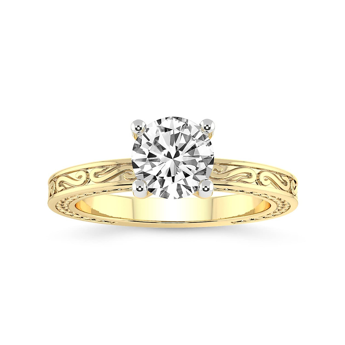 FRIENDLY DIAMONDS 1 carat - 3 carat | IGI Certified Lab Grown Diamond Engagement Ring | 14K Or 18K in White, Yellow Or Rose Gold | Ivory Vintage Solitaire Lab Diamond Ring | FG-VS1-VS2 Quality, 1 ct,