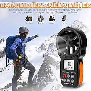 Digital Anemometer Barometer Handheld Anemometer, Wind Speed Meter for Wind Speed/Temperature with Wind Chill & Relative Humidity, Altitude, Barometric Pressure measure for HVAC CFM Shooting -AP-007WM