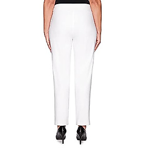 Alfred Dunner Petite Womens PetiteClassic Allure Fit Proportioned Pant with Elastic Comfort Waistband, White, 12P