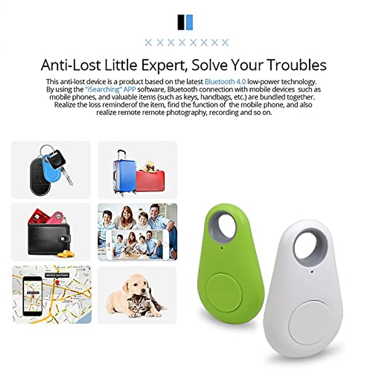Smart Key Finder Locator Wireless Anti Lost Alarm Sensor Device for Kids Car Wallet Pets Luggage Phone Selfie Shutter Alarm Reminder APP Control