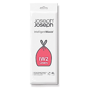 Joseph Joseph Intelligent IW2 Bin Liners Custom Fit Bags for Food Waste Caddy 1 Gallon / 4 Liter 100% Compostable, 50 Count (Pack of 1), Clear