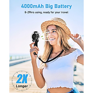 TriPole Handheld Fan Misting Fan 4000mAh Portable Fan with Mist 3 Speed Mini Fan Rechargeable Battery Operated Hand Fan for Kids Boys Girls Women Travel Vacation Outdoor, 8-29H Working, Black