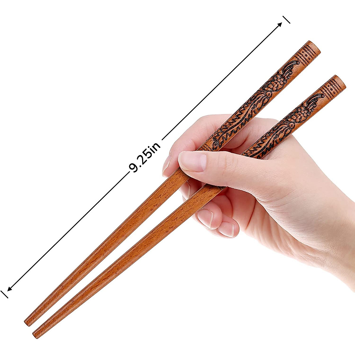 CAEKAIGTA Chopsticks Reusable, Wooden Dragon and Phoenix Chopsticks, Reusable Chopsticks Dishwasher Safe,Chopsticks Set Gift Box packaging（2 pairs）
