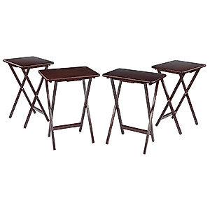 Winsome Wood Snack Table, Antique Walnut Finish, Set of 4
