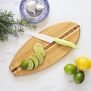 Totally Bamboo Lil' Surfer Surfboard Shaped Bamboo Serving and Cutting Board, 14-1/2" x 6", Brown