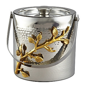 Elegance Golden Vine Ice Bucket, 6.25", Silver/Gold