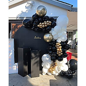 ZFUNBO Black Balloons Different Sizes 95 PCS 18"+12"+10"+5" Matte Black Latex Balloons Black Balloons Garland Kit with Garland Strip for Baby Shower Wedding Halloween Birthday Party Decoration