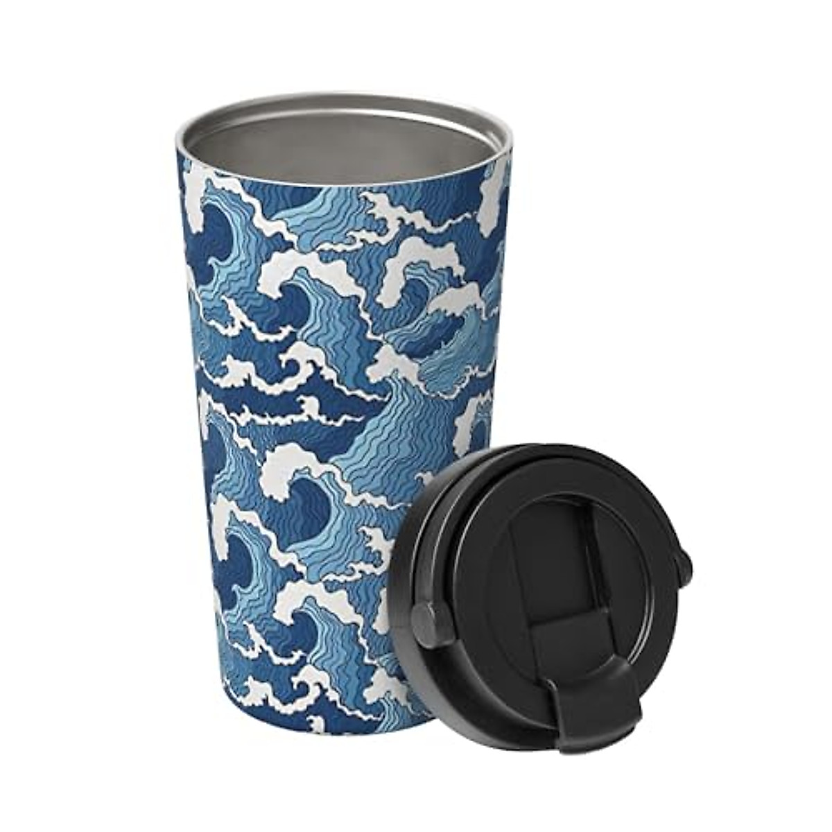 WANGXUEE Stormy Sea Print 500ml Stainless Steel Travel Tumbler Double Wall Vacuum Insulated Coffee Mug
