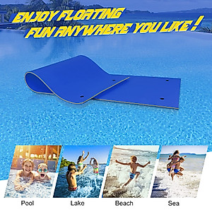 GLACER Floating Water Mat, Floating Water Pad, Tear-Resistant XPE Foam, 18’ x 6’ Large Float Pad, Large Swim Mat, Roll-up Pool Float Mat for Relaxing and Recreation, for Beach, Lake, Pool (Blue)