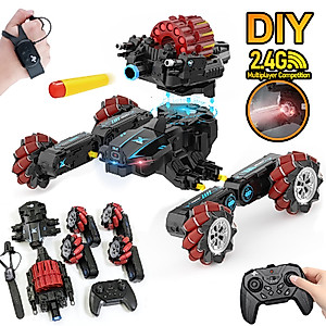 RC Cars-Best Gifts for Boys Age 8-12,Big Size DIY Hand Controlled Gesture Sensing Stunt Remote Control Battle Tank Car with Soft Bullets,Birthday Presents for Kids 7 8 9 10 11 Year Old