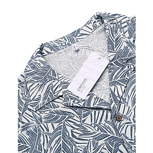 COOFANDY Men Linen Aloha Shirts Button Up Lightweight Beach Wear Wedding T Shirts