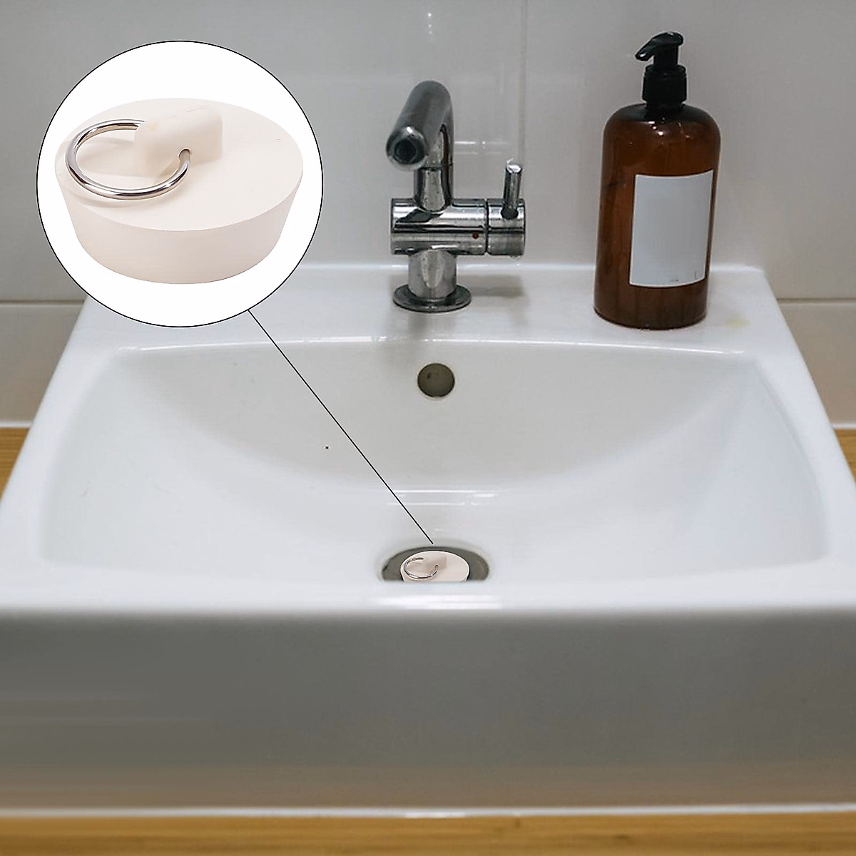 GORGECRAFT 6PCS Drain Stopper Tub Stopper Set Rubber Sink Stopper Drain Plug with Pull Ring for Bathtub Kitchen Bathroom and Laundry Sink Drain Cover Kit in 6 Different Sizes (White)