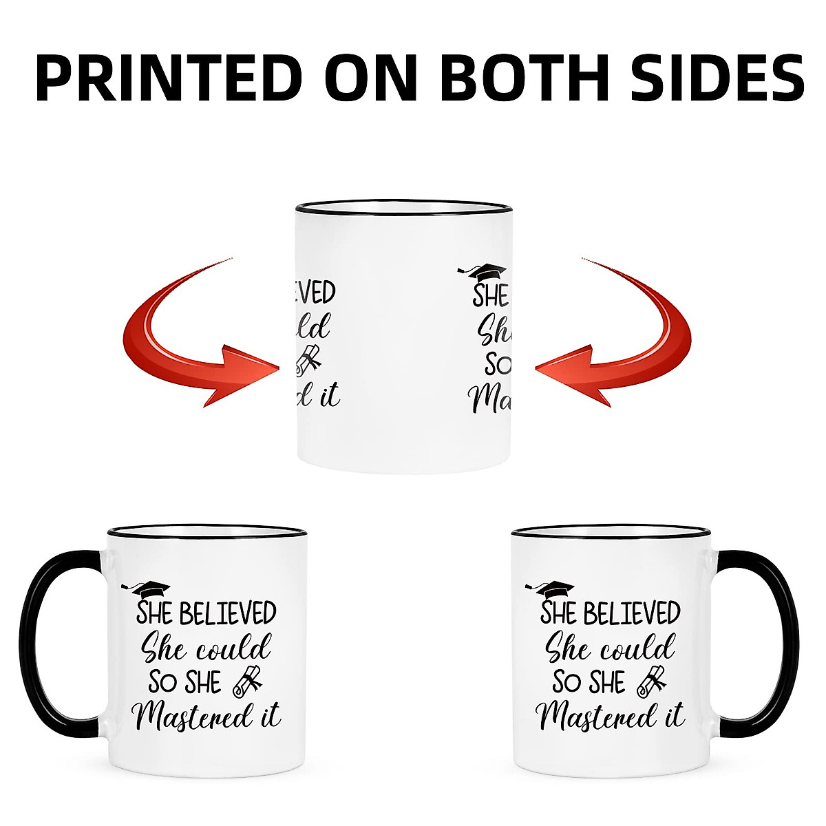 Maustic Graduation Gifts for Her, She Believed She Could So She Mastered It Mug, Masters Degree Graduation Gifts, College Graduation Gifts for Her Women Friends Girls, Best Graduation Gifts, 11 Oz