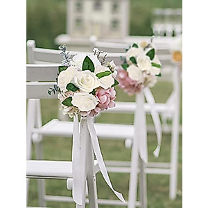 JPSOR White Roses Artificial Flowers 25pcs Foam Fake Roses with Stems for DIY Wedding Bouquets Floral Arrangements Table Centerpieces Home Decorations (Ivory)