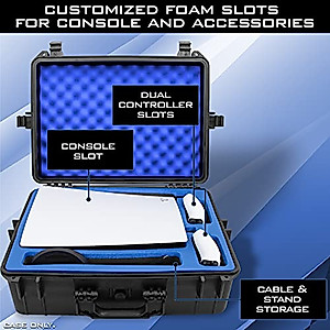 CASEMATIX Hard Shell Travel Case Compatible with PlayStation 5 Console, Controllers, Games and Accessories - Waterproof PS5 Carrying Case with Customized Foam for Both Standard and Digital Editions
