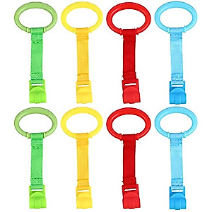 Kisangel 8pcs Baby Crib Pull Ring Stand Up Walker Tool Ring Training Ring Cot Hanging Rings Walking Assistant for Infant Baby Toddler