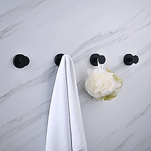 Gudetap Bathroom Towel Hook 4Pack Matte Black Robe Clothes Hook SUS 304 Stainless Steel Wall Mount Storage Hook for Bathroom Kitchen Modern Hotel Style GTA0629B