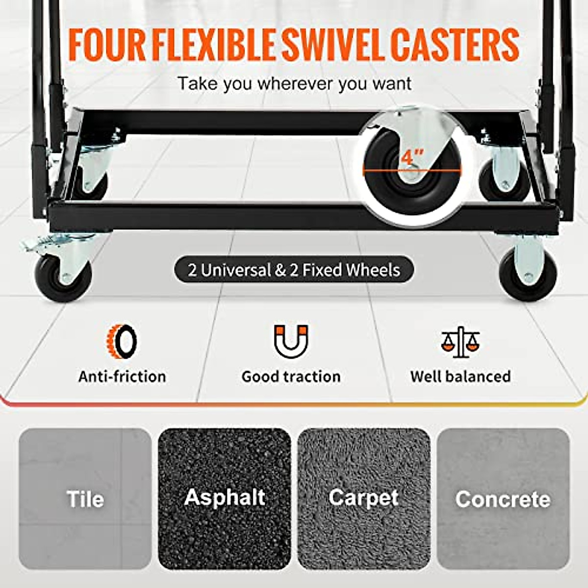 VEVOR Material Mate Panel Cart and Shop Stand, 4 x 4” Smooth Rolling Casters, Adjustable Width 22''-30-1/4'', Rigid Iron Frame Construction Plywood Cart, Mobile Workbench for Tools and Accessories
