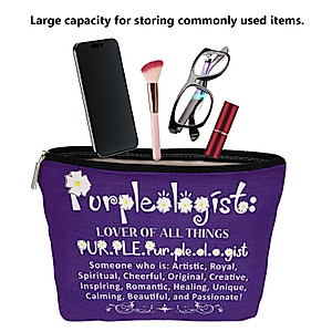 SUNFYCN Purple Fans Cosmetic Bag, Purple Zipper Cosmetic Pouch, Purple Makeup Bag, Purple Lover Gift, Purple Makeup Bag for Girls Women Birthday Graduation 13CB055