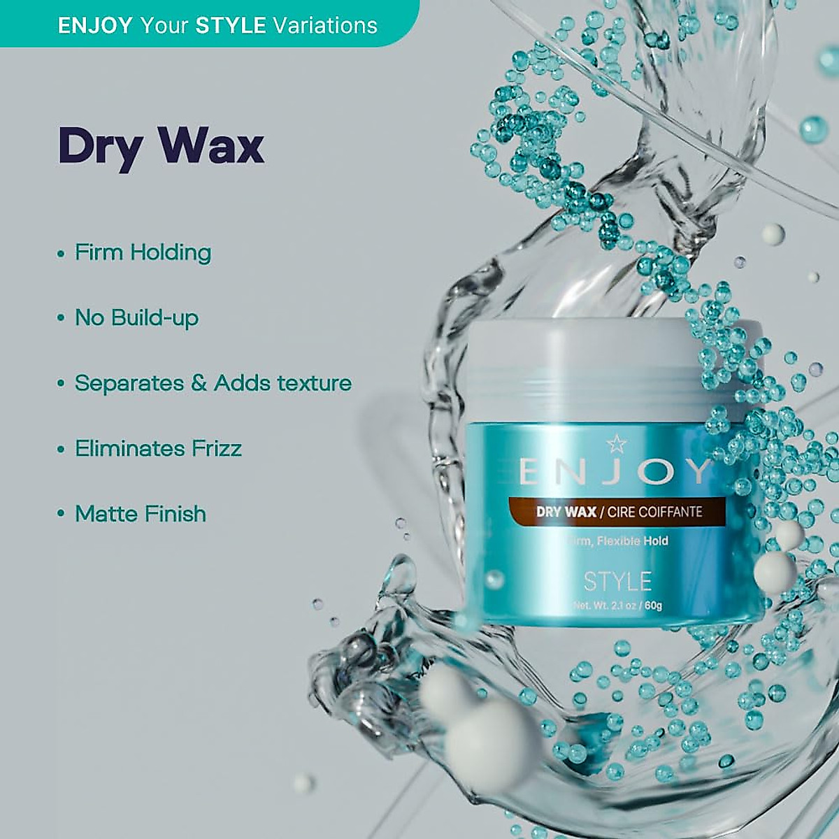 ENJOY Dry Wax (2.1 OZ) – Non-Greasy, Pliable Hair Wax