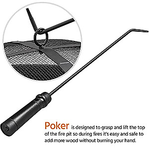 Yaheetech 25in Fire Pit Black Iron Fire Pit for Outside Outdoor Wood Burning Large Bonfire Pit Fire Bowl with Spark Screen, Log Grate and Poker for Backyard, Patio, Garden, Camping