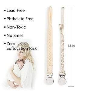 YMVV Modern Pacifier Clips for Boys and Girls,Handmade Braided Rope Unisex Design Universal Paci Clip Fits Most Pacifier Styles 5 Pack