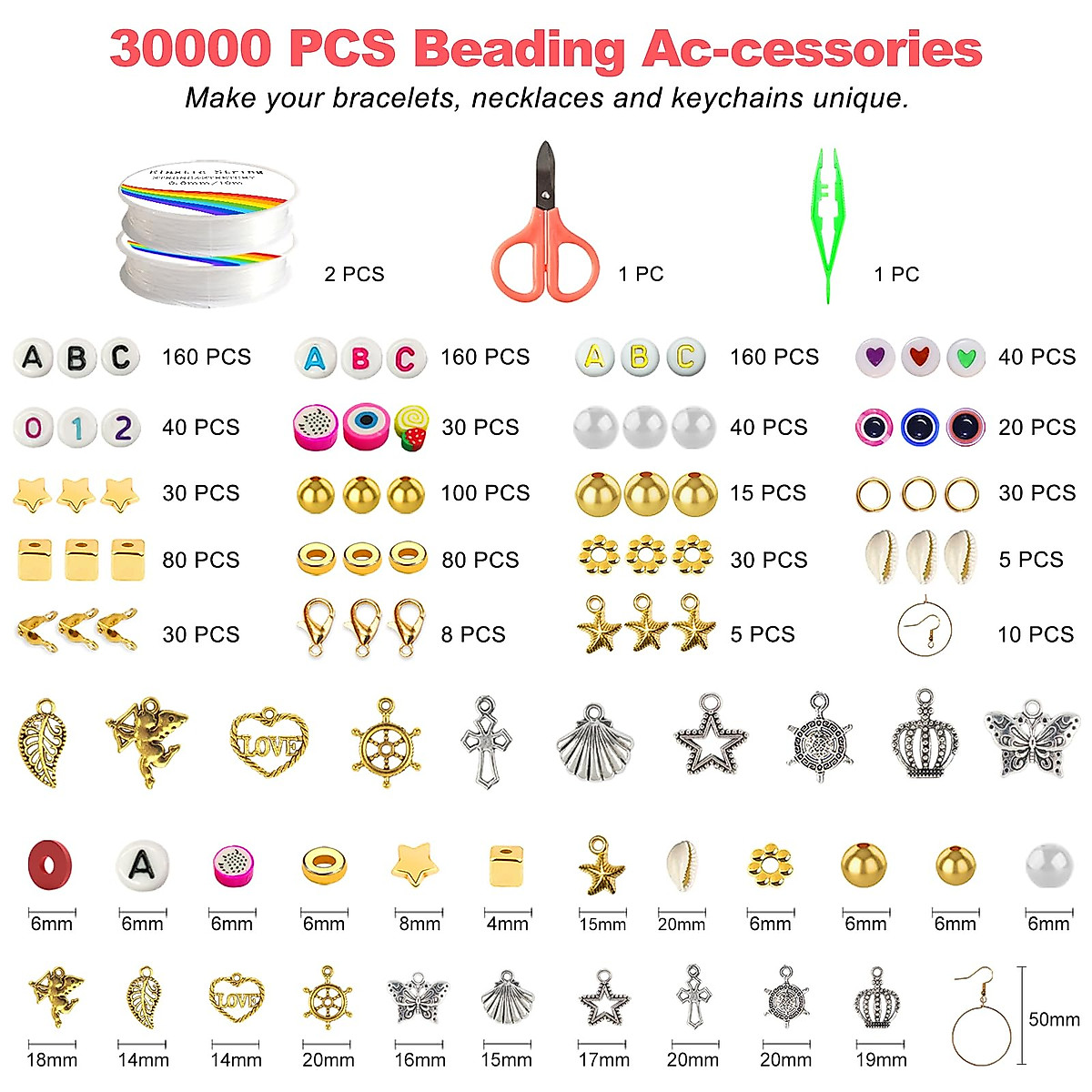 Redtwo 30000 Pcs Clay Beads Bracelet Making Kit, 9 Boxes 192 Colors Friendship Bracelet Kit Flat Polymer Heishi Beads for Jewelry Making, Crafts Gift for Girls Ages 6-12 (Clay Beads 30000)