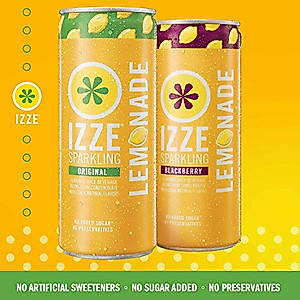Izze Sparkling Juice Lemonade Drink, Real Fruit Juice, No added sugar or preservatives, Lemonade Variety Pack, 8.4oz Sleek Cans (24 Pack)