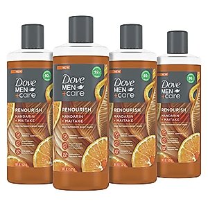 DOVE MEN + CARE Renourish Body Wash Mandarin + Maitake 4 Count With Vitamin and Mineral Complex Moisturizing Body Wash With Plant Based Ingredients 18 oz