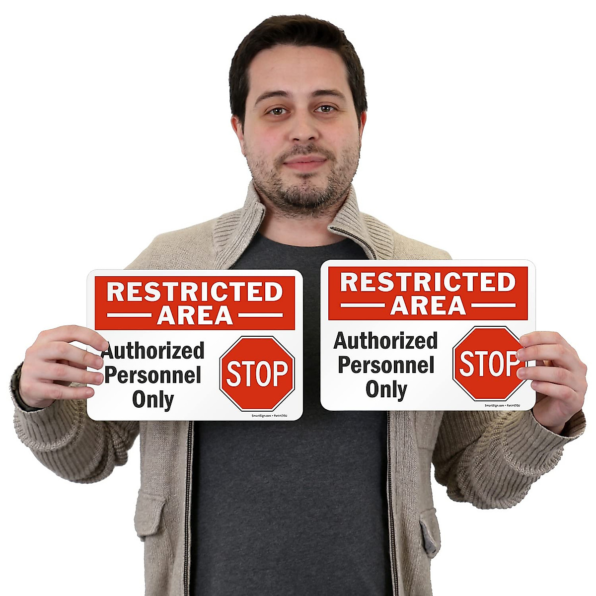 SmartSign “Restricted Area - Authorized Personnel Only” Labels | 7" x 10" Laminated Vinyl Sticker with Heavy-Duty Adhesive (Pack of 2)